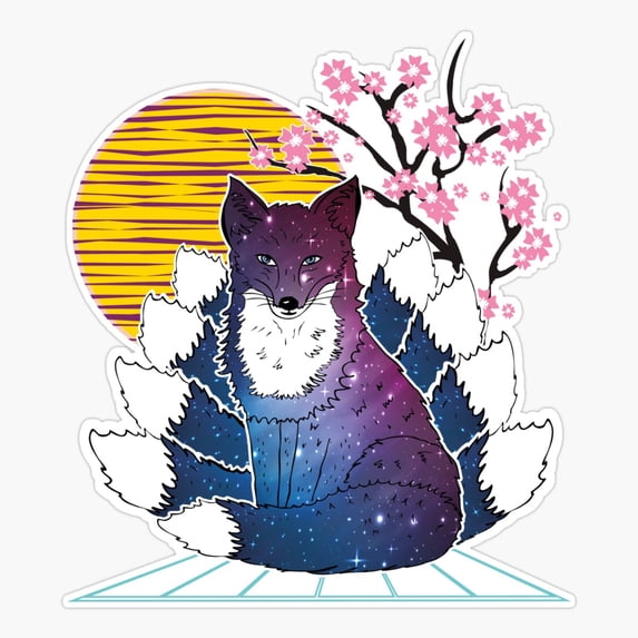 DOPASTICKER Nine-Tailed Fox Sticker, Phone Sticker Water Bottle Sticker ...