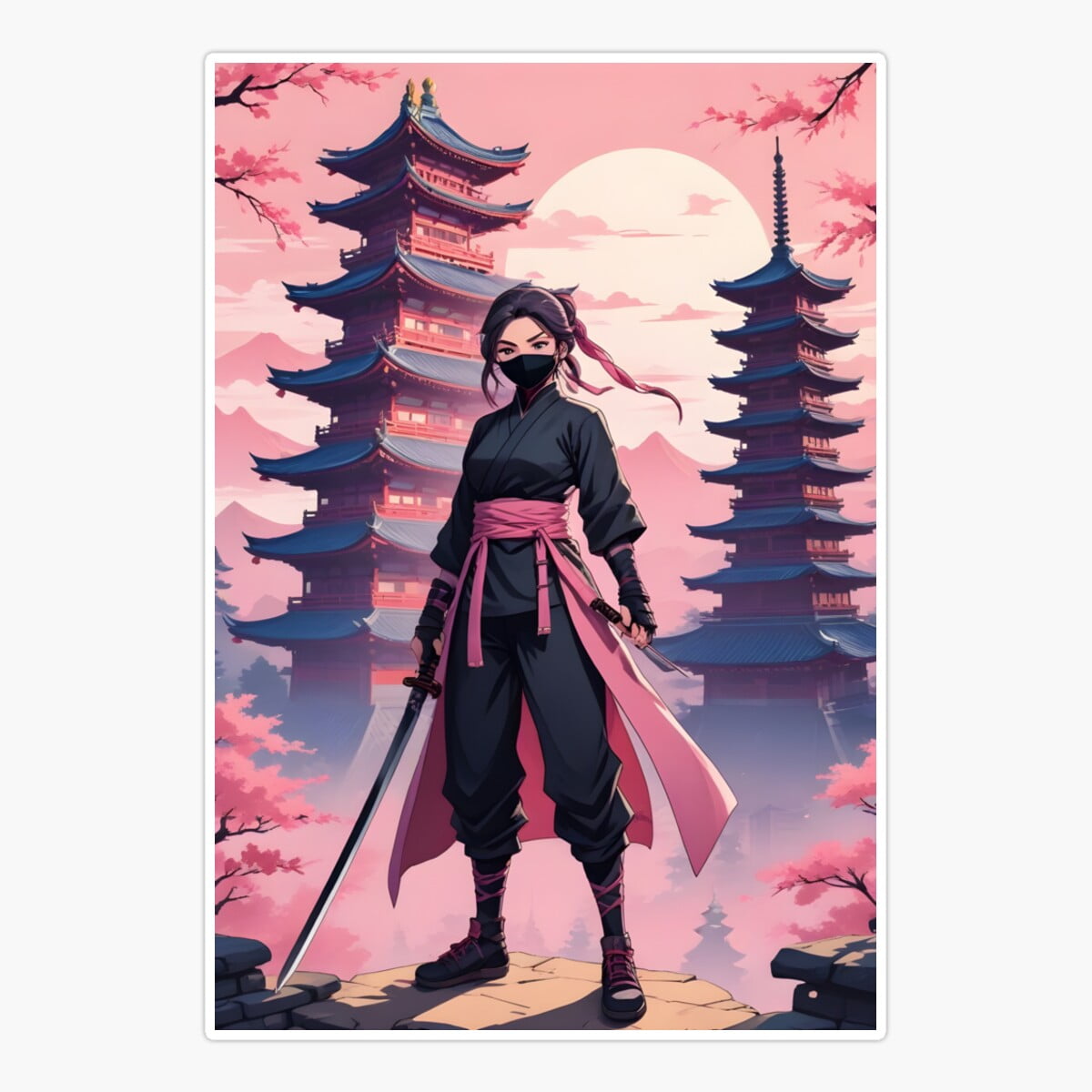 DOPASTICKER Ninja Girl Style Sticker, Phone Sticker Water Bottle ...