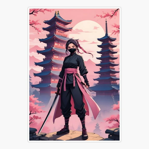 DOPASTICKER Ninja Girl Style Sticker, Phone Sticker Water Bottle ...