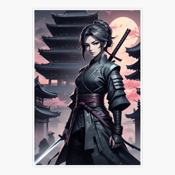 DOPASTICKER Ninja Girl Style Sticker, Phone Sticker Water Bottle ...