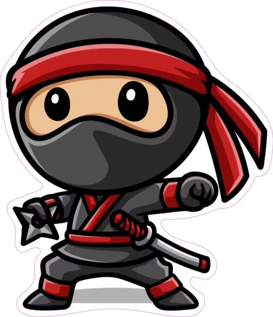 DOPASTICKER Ninja W,Red Bandana And Throwing Star Window Sticker ...