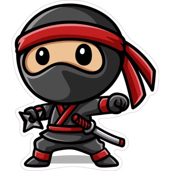 DOPASTICKER Ninja W,Red Bandana And Throwing Star Window Sticker ...