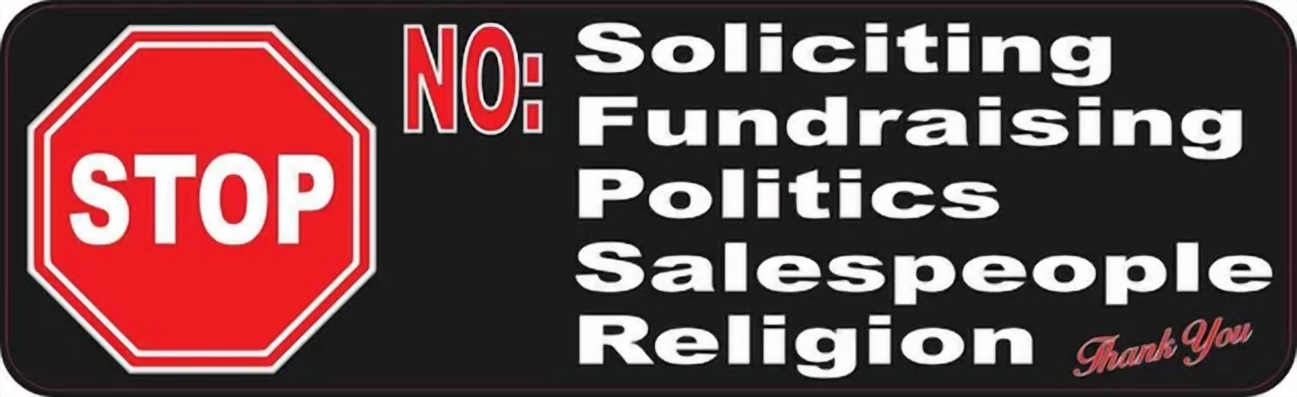 DOPASTICKER No Soliciting Fundraising Politics Salespeople Religion ...