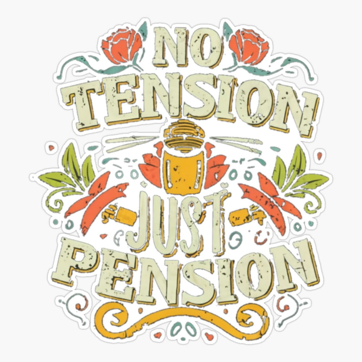 DOPASTICKER No Tension, Just Pension Sticker, Phone Sticker Car Sticker ...