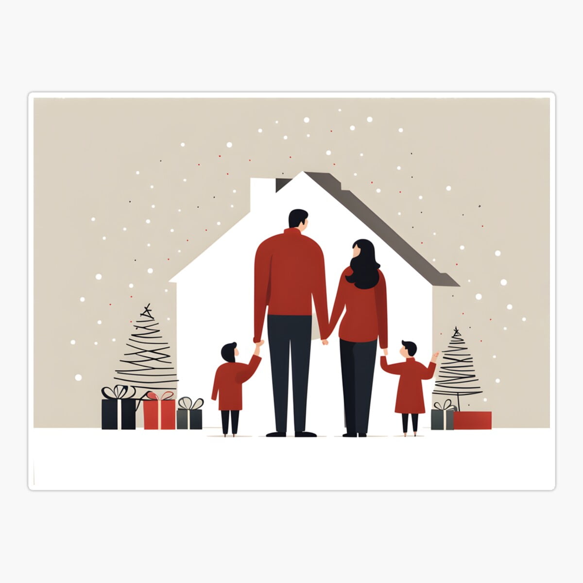 DOPASTICKER Noel Card Poster Art Estive Amily Festive Illustration 123 ...