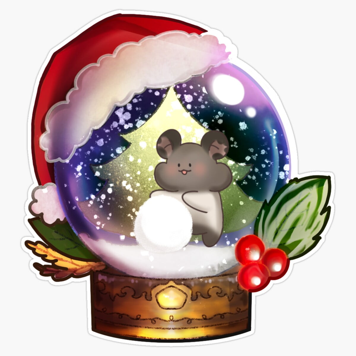 DOPASTICKER Noel Snowball With Sable Banded Hamster : Pink Sticker ...