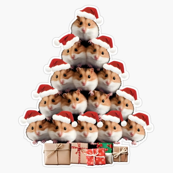 DOPASTICKER Noel Tree With A Hamster Twist Sticker, Phone Sticker Car ...