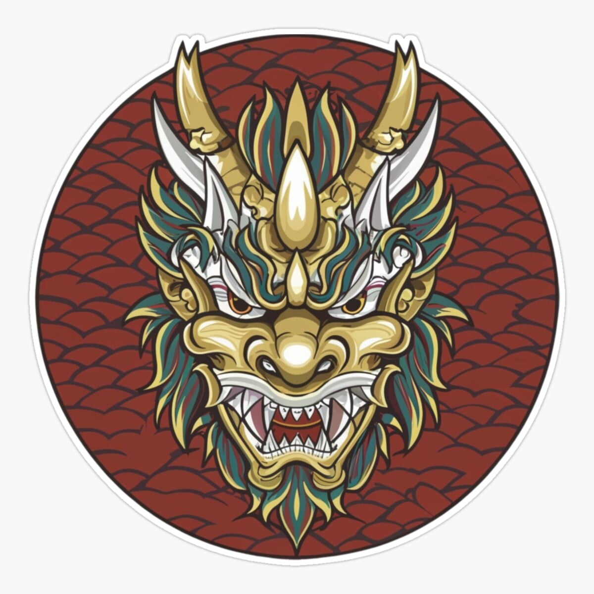 DOPASTICKER Noh Mask Dragon - Japanese Traditional Culture Sticker ...