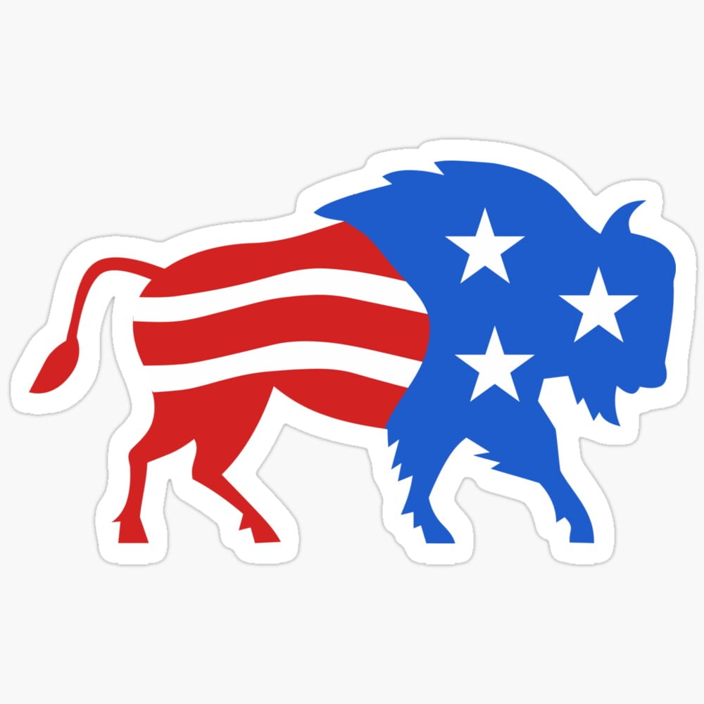 DOPASTICKER North American Bison Usa Flag Retro Sticker Phone Decal ...