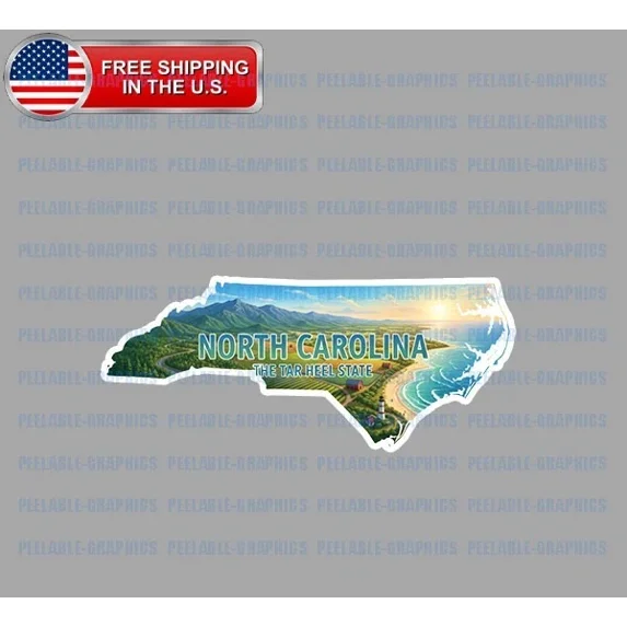 DOPASTICKER North Carolina State Sticker Souvenir Travel Sticker Phone ...