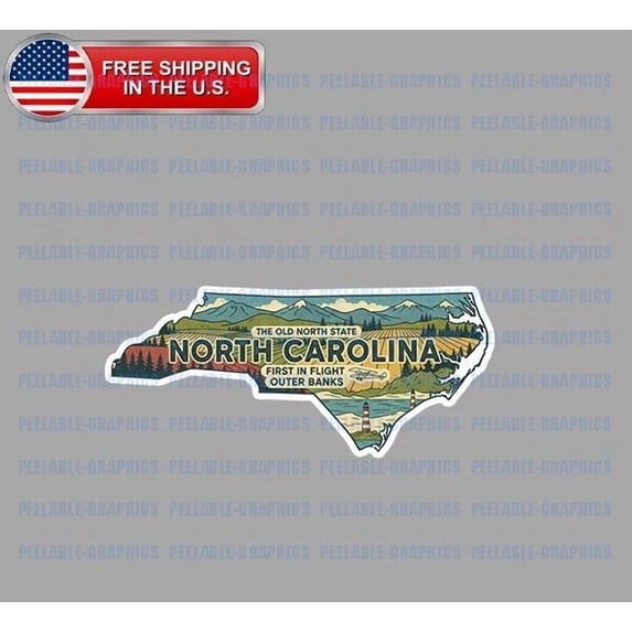 DOPASTICKER North Carolina State Sticker Souvenir Travel Sticker Phone ...