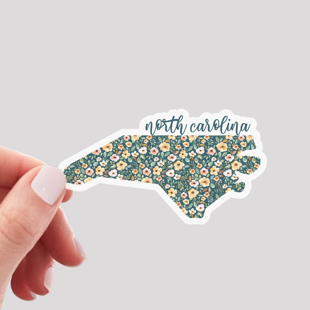 DOPASTICKER North Carolina Sticker, Nc Sticker, Floral North Carolina ...