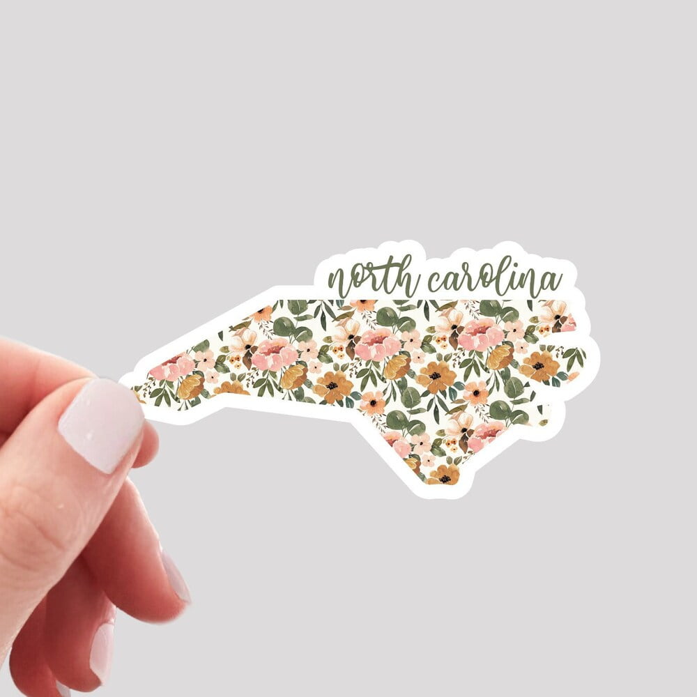DOPASTICKER North Carolina Sticker, Nc Sticker, Floral North Carolina ...