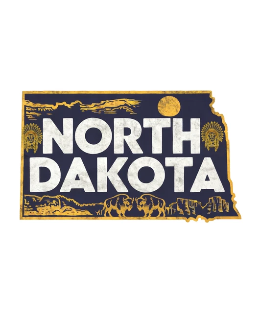 DOPASTICKER North Dakota State Sticker Usa Farmland Home Country Retro ...