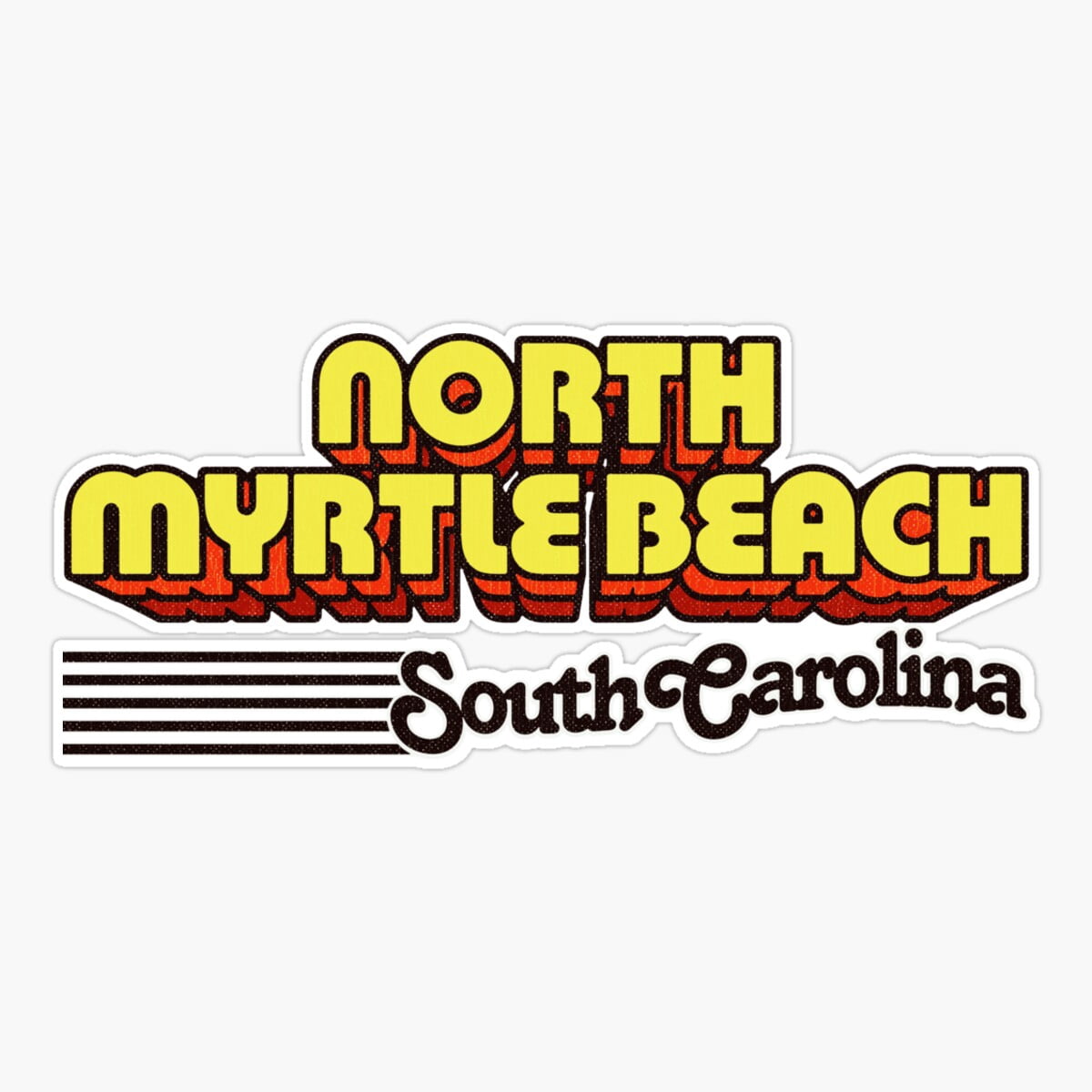 DOPASTICKER North Myrtle Beach, South Carolina, Retro Stripes Sticker ...