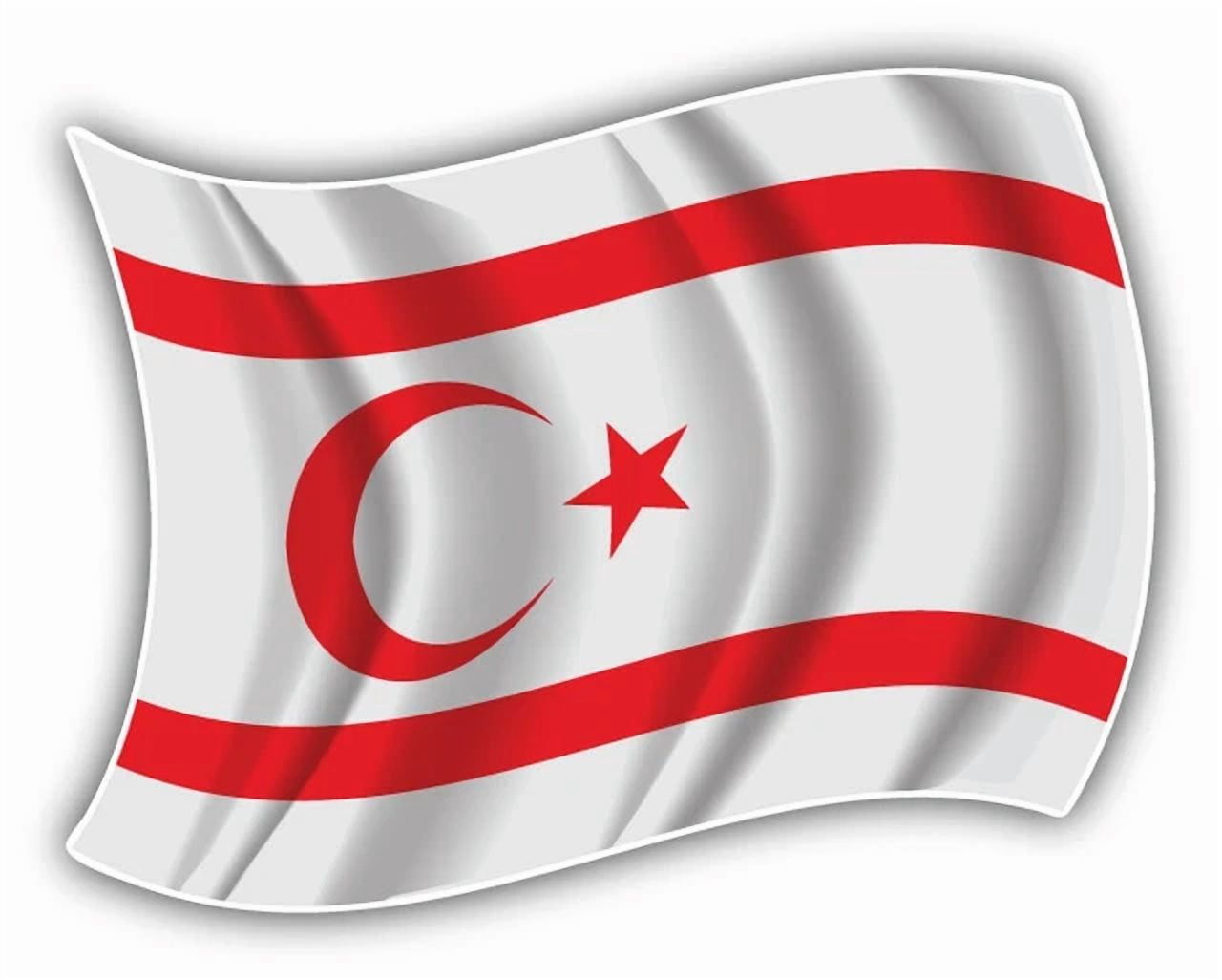 DOPASTICKER Northern Cyprus Waving Flag Car Sticker Phone Water Bottle ...