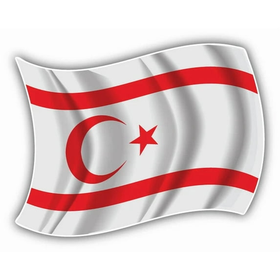 DOPASTICKER Northern Cyprus Waving Flag Car Sticker Phone Water Bottle ...