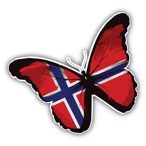 DOPASTICKER Norway Butterfly Flag Sticker Decal Phone Decal Water ...