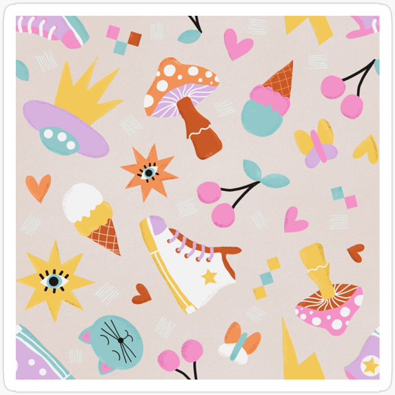 DOPASTICKER Nostalgic Pastel Doodles Sticker Birthday Gifts ...