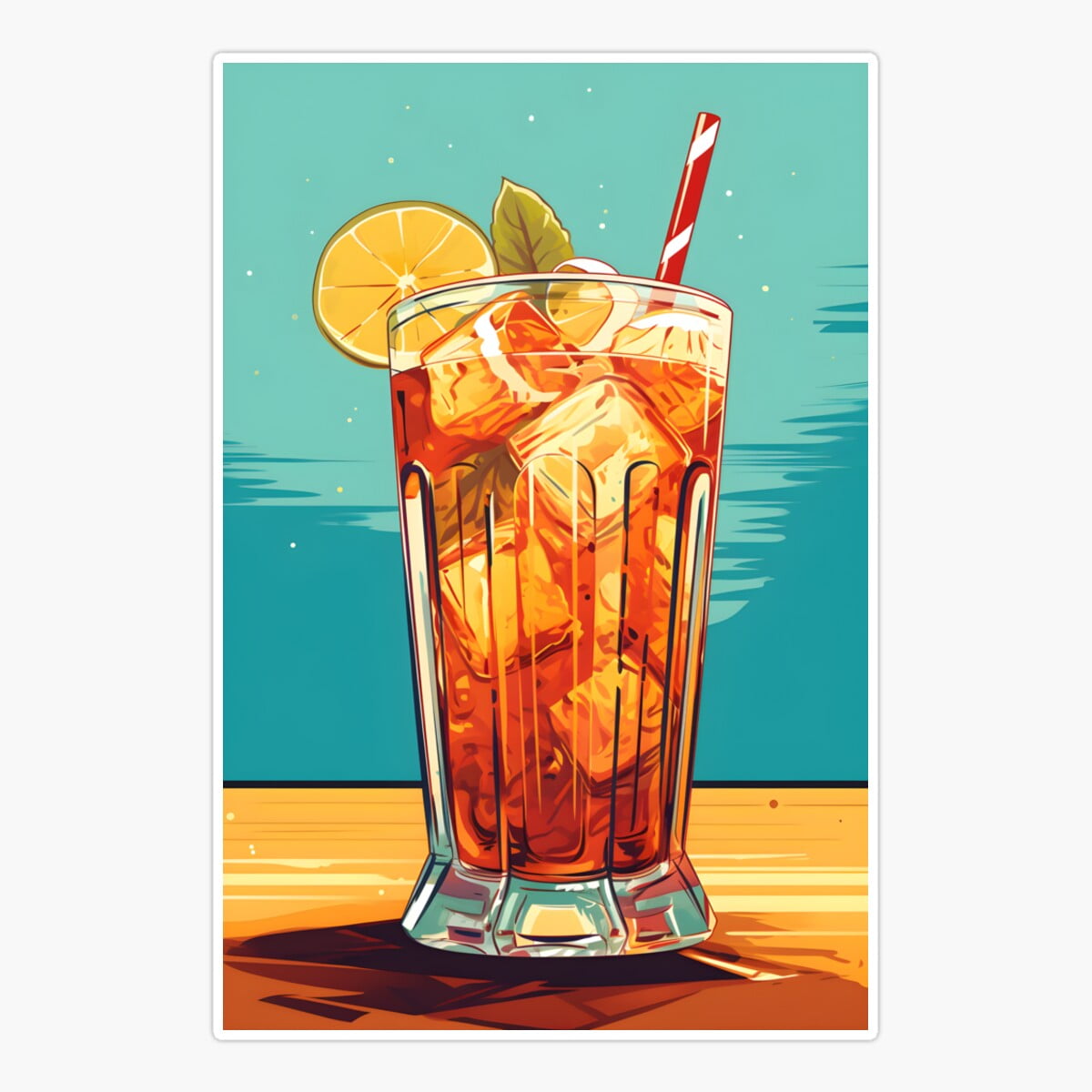DOPASTICKER Nostalgic Sips Long Island Ice Tea Cocktail Poster Sticker ...