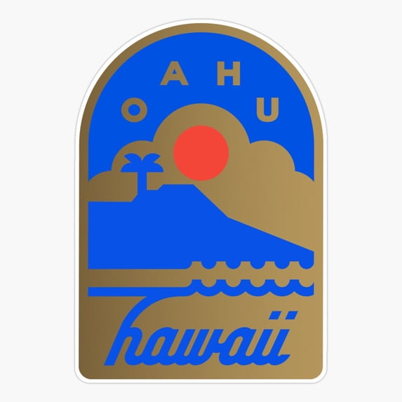 DOPASTICKER Oahu, Hawaii - Badge Sticker, Phone Sticker Water Bottle ...