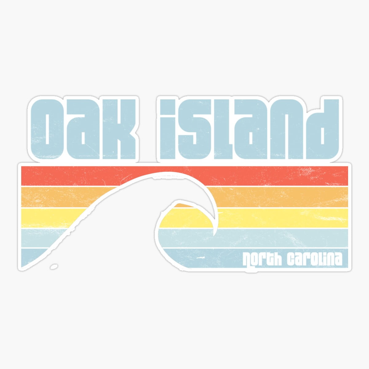DOPASTICKER Oak Island North Carolina Ocean Wave Sticker, Phone Sticker ...