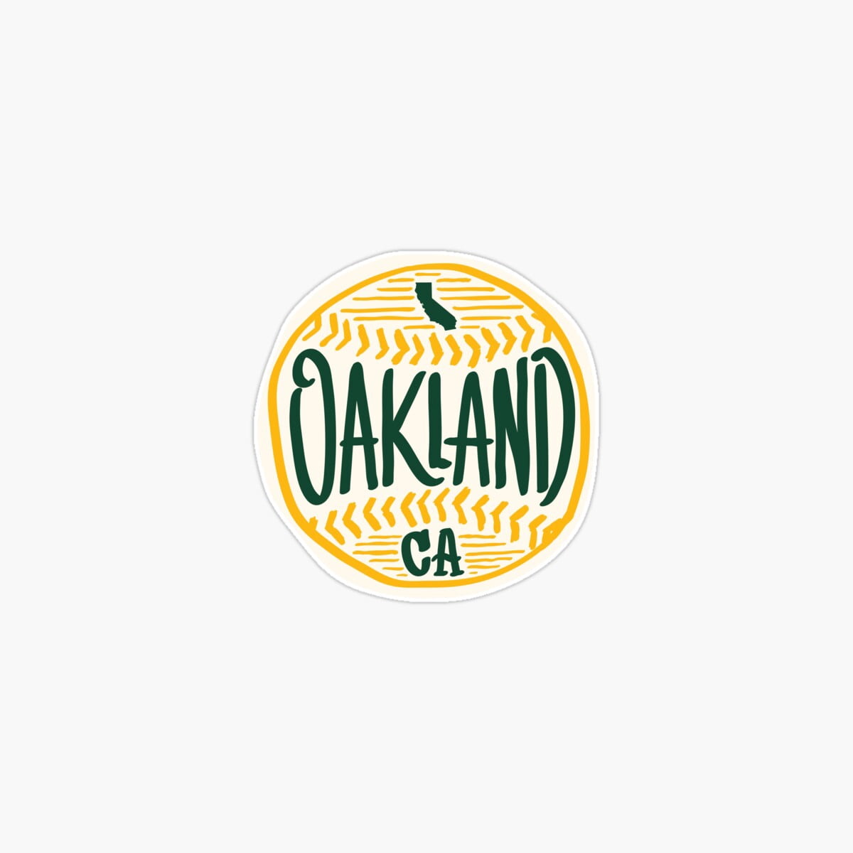 DOPASTICKER Oakland California Hand-Drawn Baseball Typography Art ...