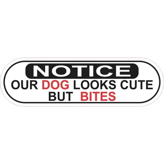 DOPASTICKER Oblong Notice Dog Bites Sticker Phone Sticker, Latop ...