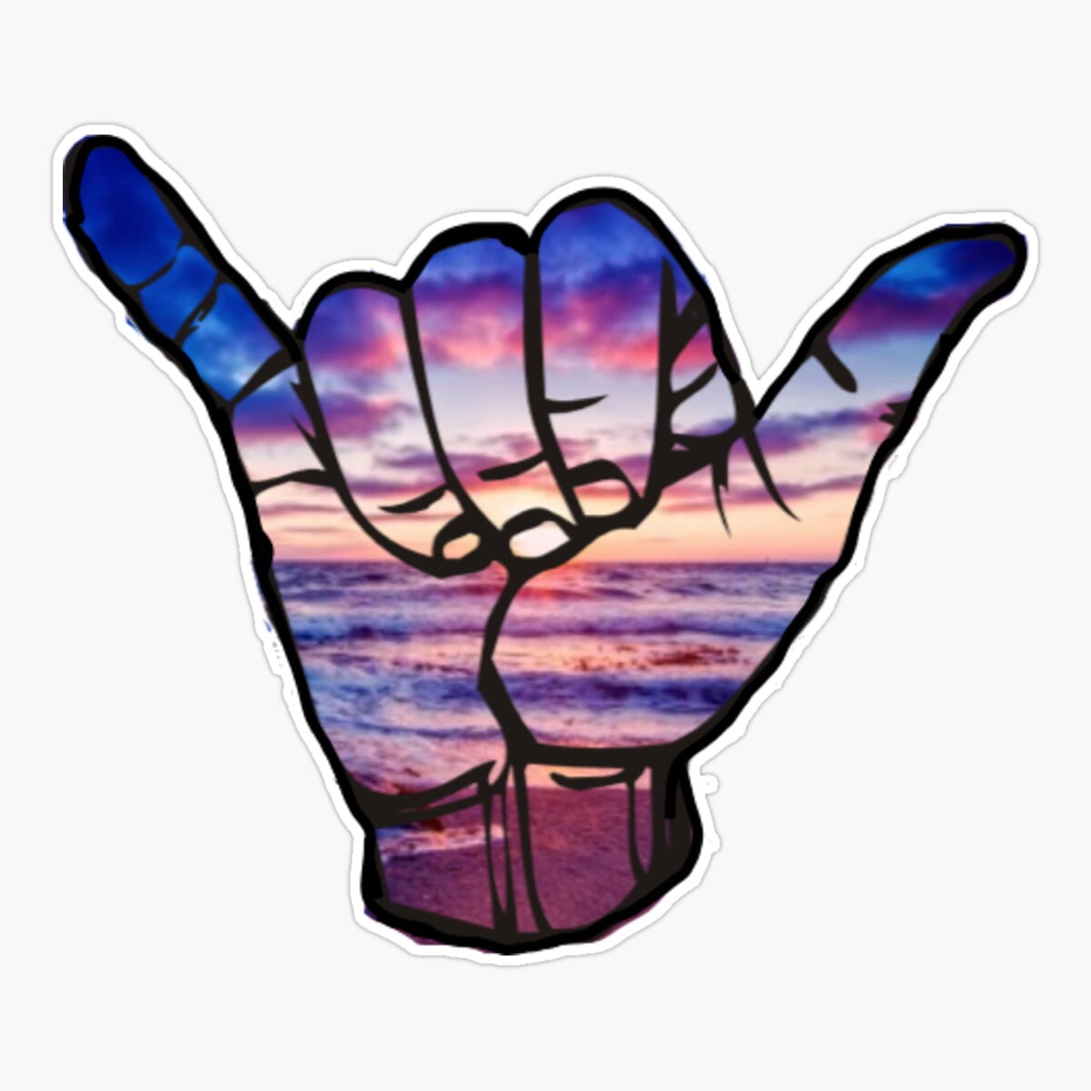 DOPASTICKER Ocean Sunset Shaka Sticker, Phone Sticker Water Bottle ...