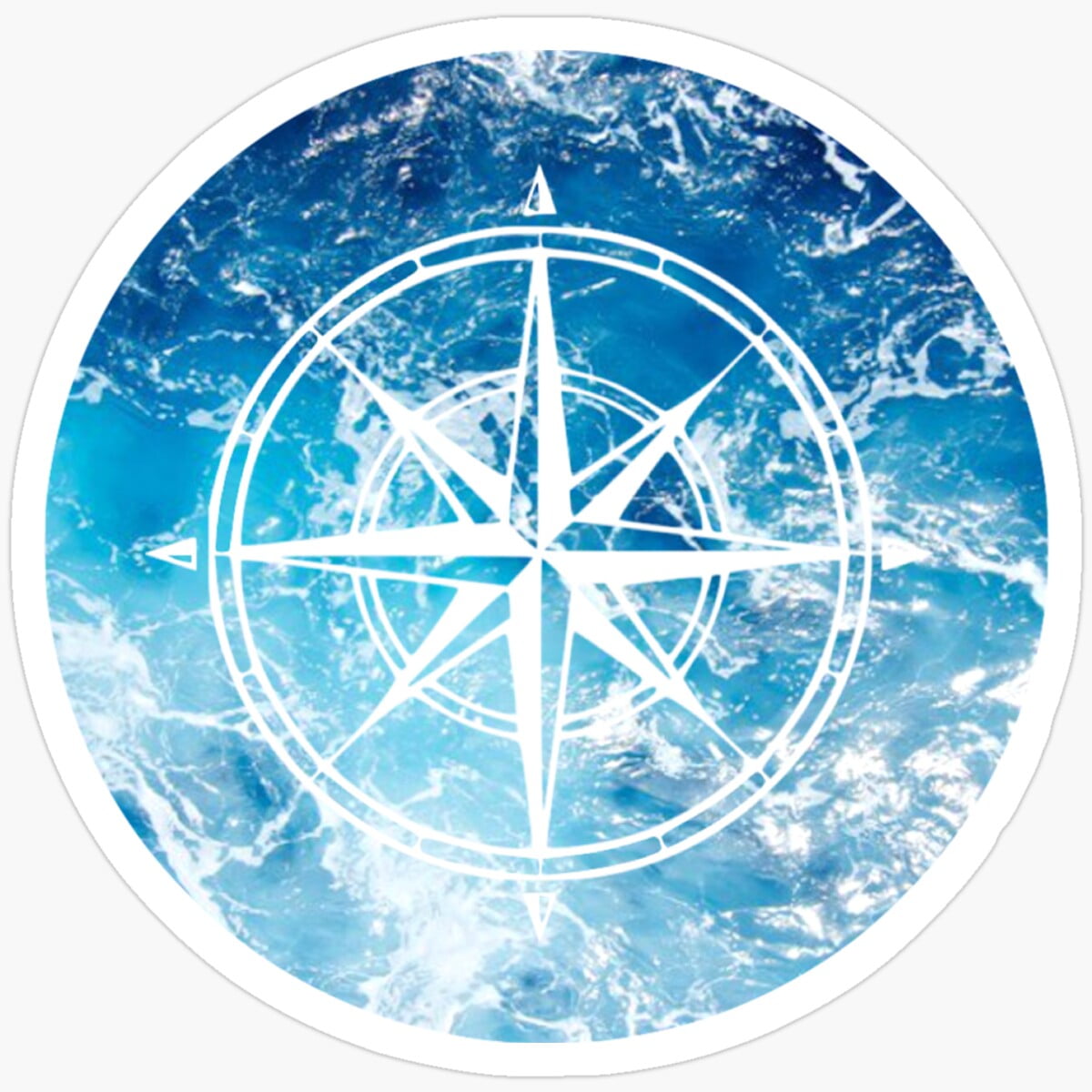 DOPASTICKER Ocean Waves With Compass Nautical Design Sticker Birthday ...