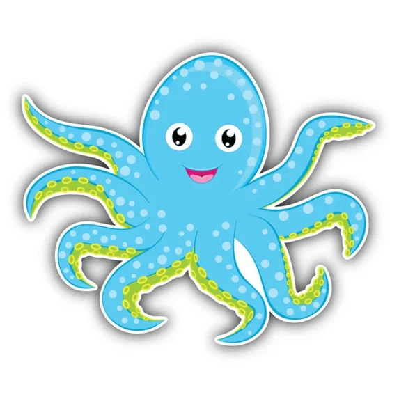 DOPASTICKER Octopus Cartoon Sticker Decal Phone Decal Water Bottle ...