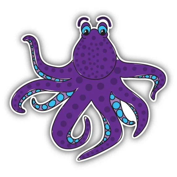 DOPASTICKER Octopus Cartoon Sticker Decal Phone Decal Water Bottle ...
