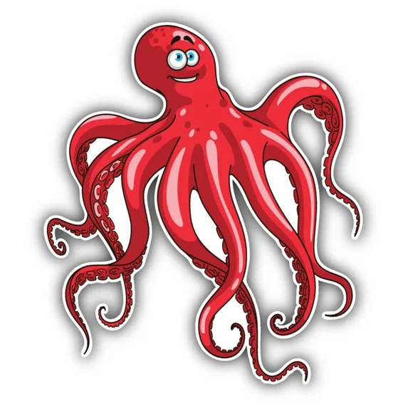 DOPASTICKER Octopus Cartoon Sticker Decal Phone Decal Water Bottle ...