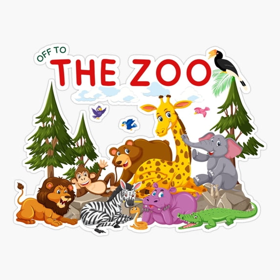 DOPASTICKER Off To The Zoo Animals Safari Cute Sticker, Phone Sticker ...