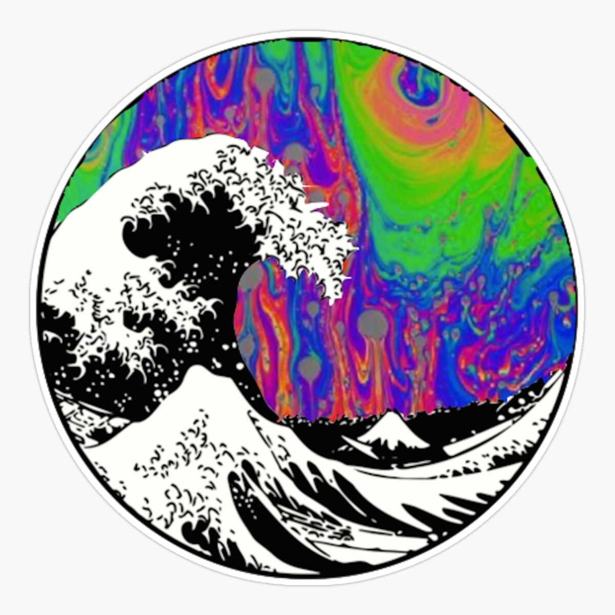 DOPASTICKER Oil Slick Trippy Wave Tapestry Sticker, Phone Sticker Car ...