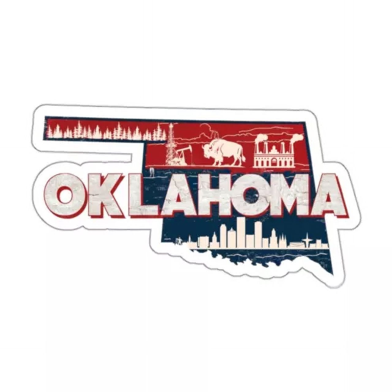 DOPASTICKER Oklahoma State Outline Design United States Of America ...