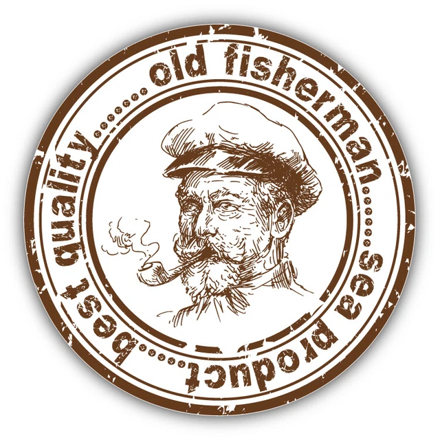 DOPASTICKER Old Fisherman Sea Product Grunge Sticker Decal Phone Decal ...