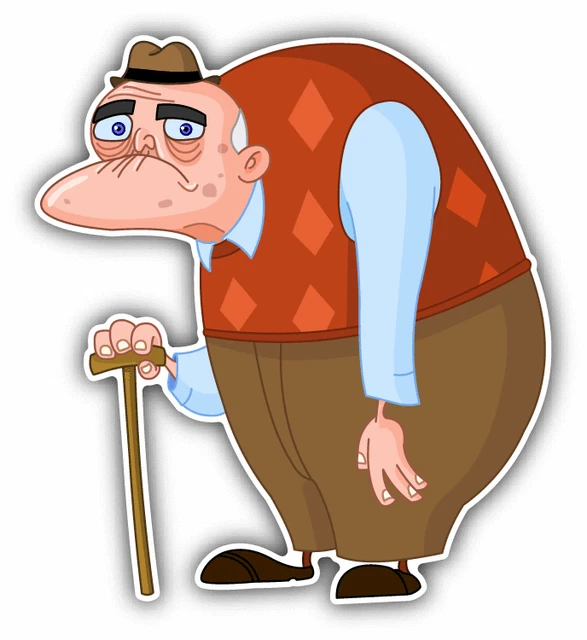 DOPASTICKER Old Man Cartoon Sticker Decal Phone Decal Water Bottle ...