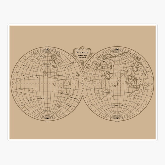 DOPASTICKER Old World Map Digital Illustration Sticker, Phone Sticker ...