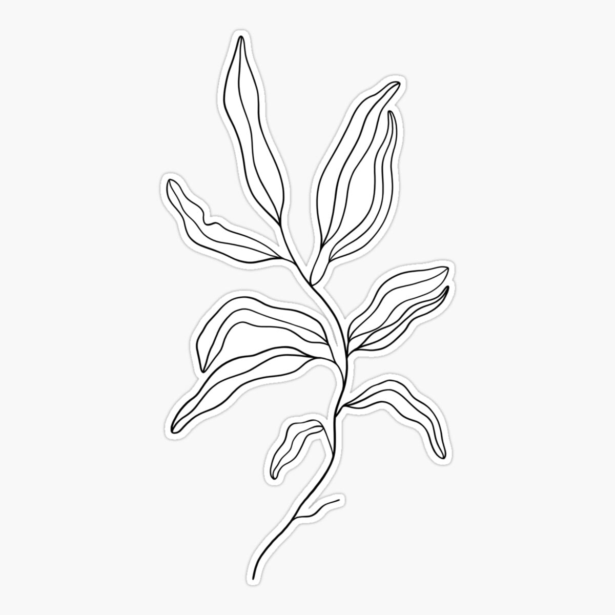 DOPASTICKER Olive Branch With Leaves. Modern Digital Illustration. Line ...