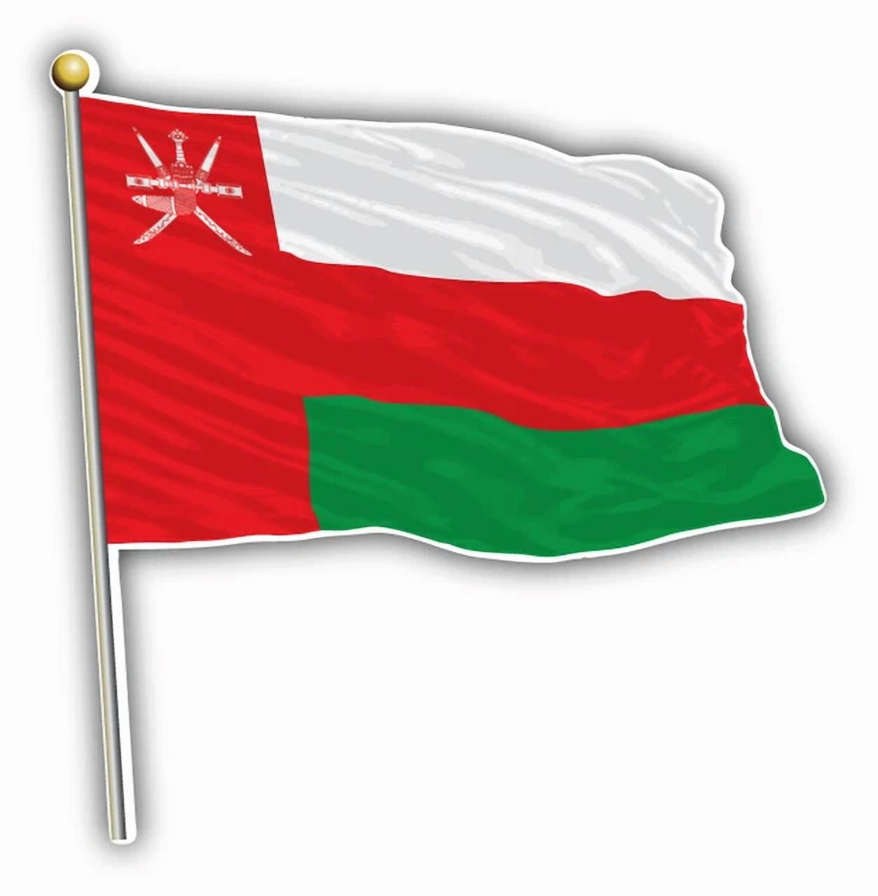 DOPASTICKER Oman Waving Flag Sticker Decal Phone Decal Water Bottle ...