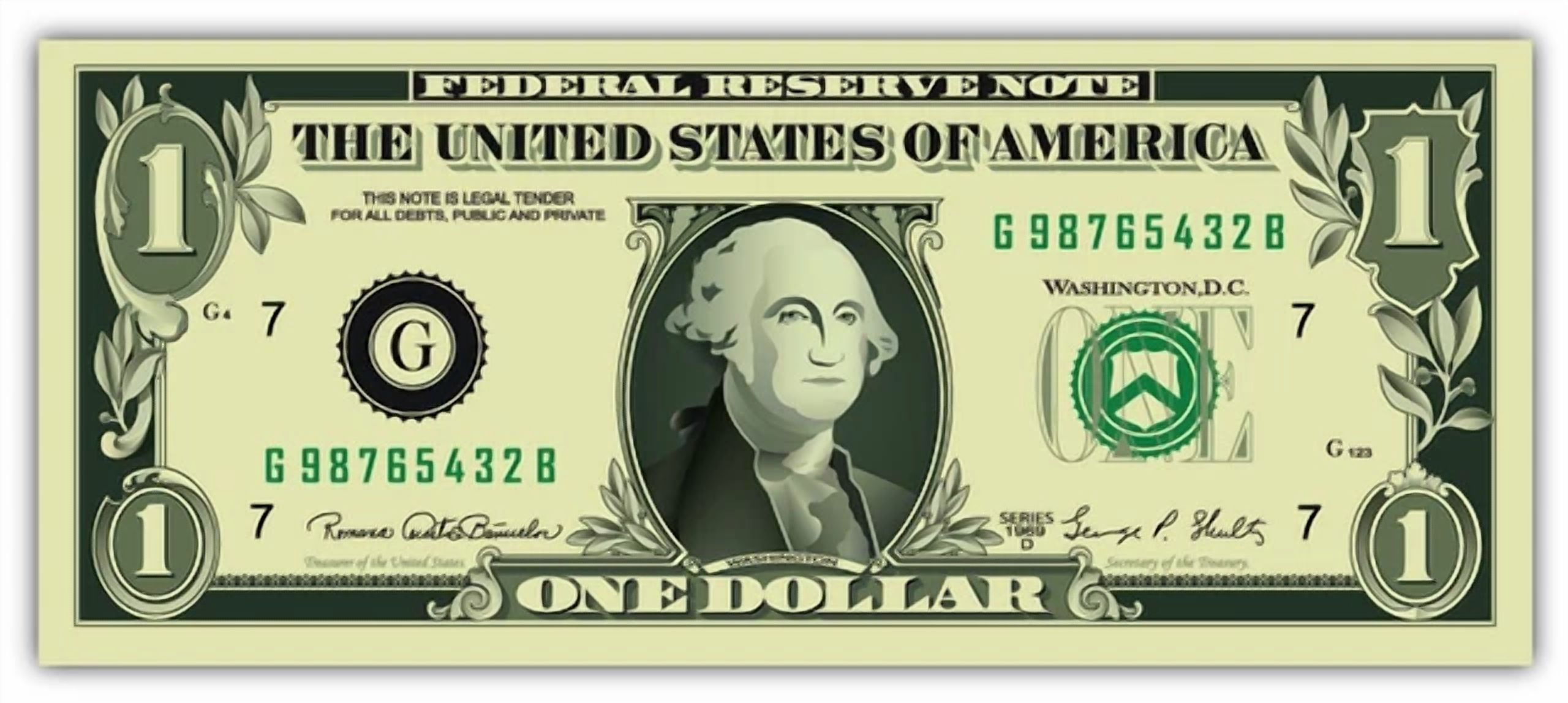 DOPASTICKER One Dollar Bank Note Money Car Sticker Phone Water Bottle ...