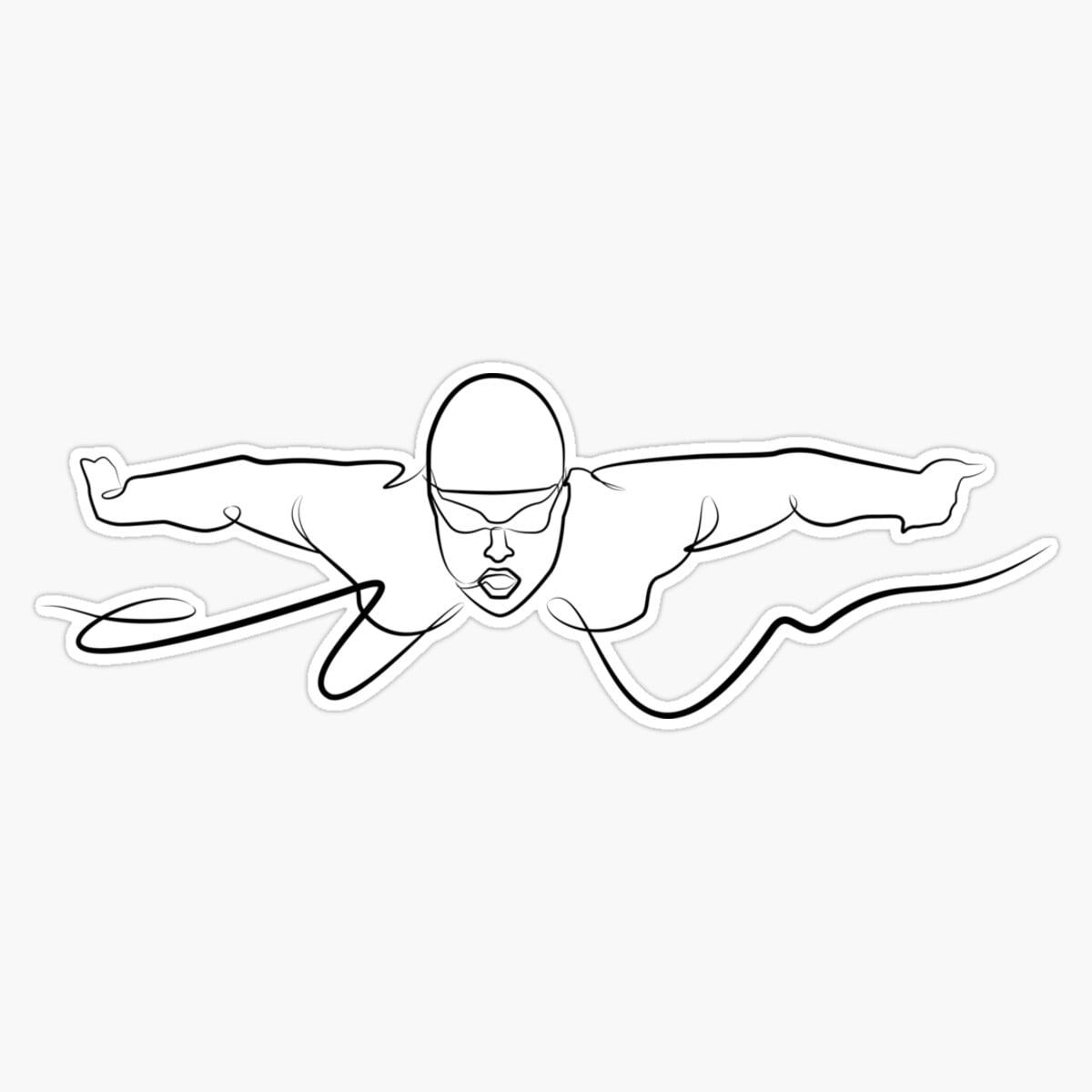 DOPASTICKER One Line Art Of Stickerfly Swimmer Sticker, Phone Sticker ...