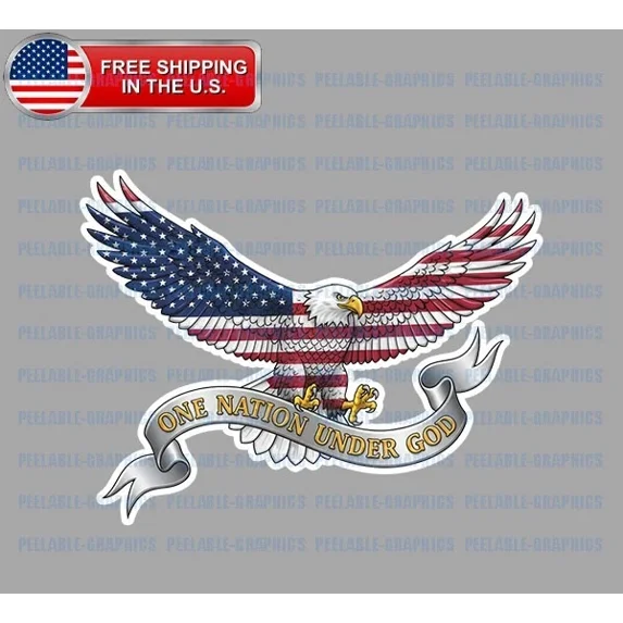 DOPASTICKER One Nation Under God America Usa Patriotic Flag Car Sticker ...