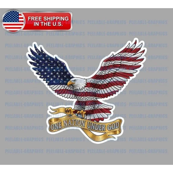 DOPASTICKER One Nation Under God America Usa Patriotic Flag Car Sticker ...