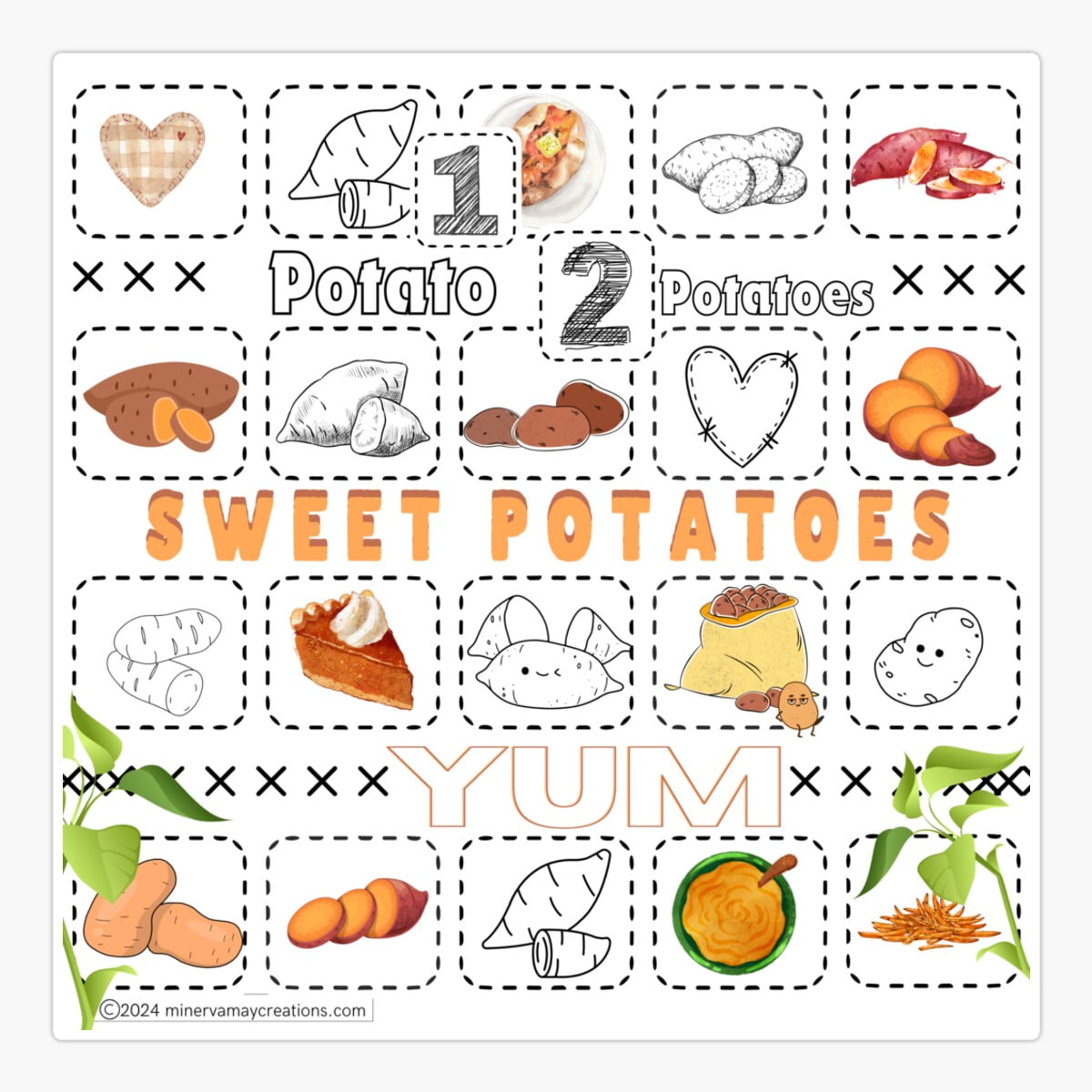 DOPASTICKER One Potato Two Potatoes Sweet Potatoes Yum Sticker, Phone ...