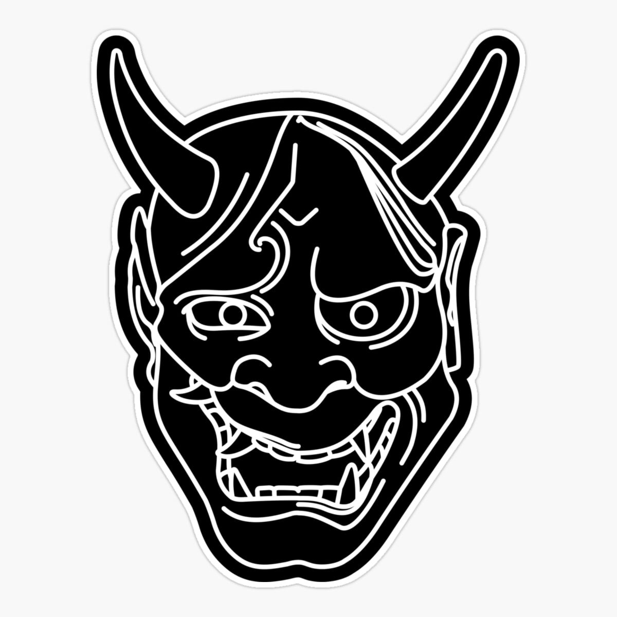 DOPASTICKER Oni - Hannya Mask Sticker, Phone Sticker Water Bottle ...