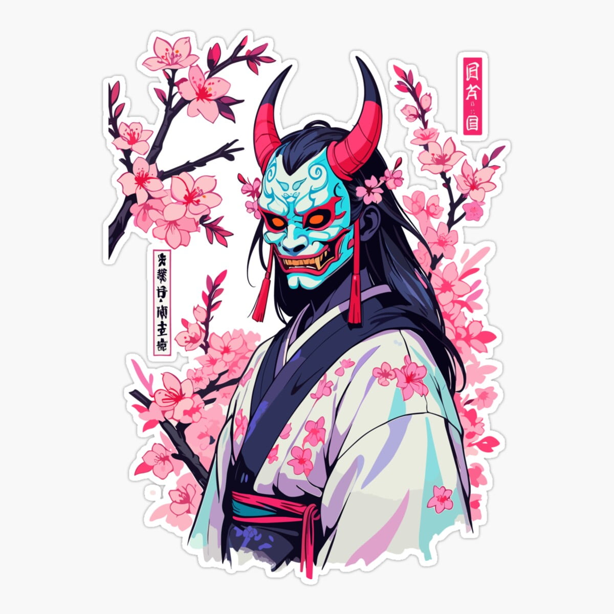 DOPASTICKER Oni Samurai Vaporwave Japan Culture Sticker, Phone Sticker ...
