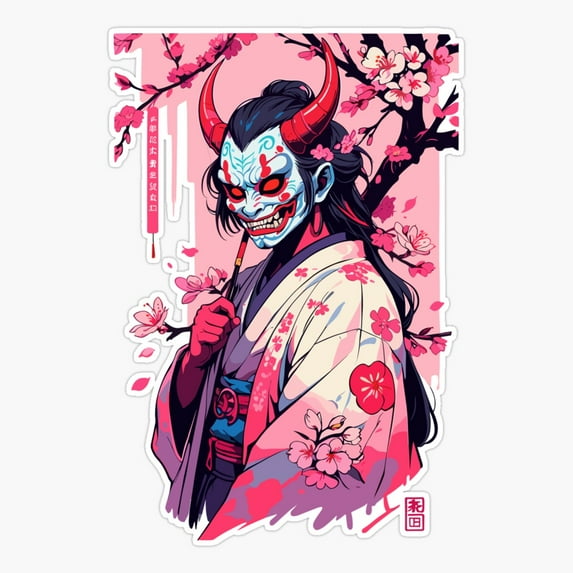 DOPASTICKER Oni Samurai Vaporwave Japanese Culture Sticker, Phone ...