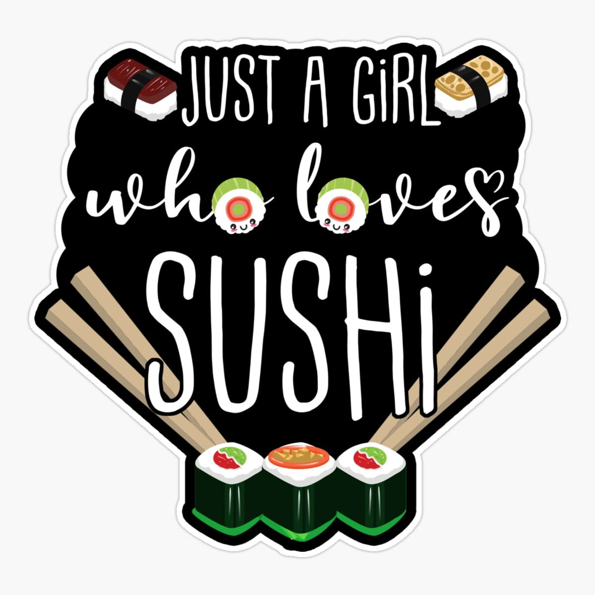 DOPASTICKER Only A Girl Loves Sushi Sticker, Phone Sticker Car Stickers ...